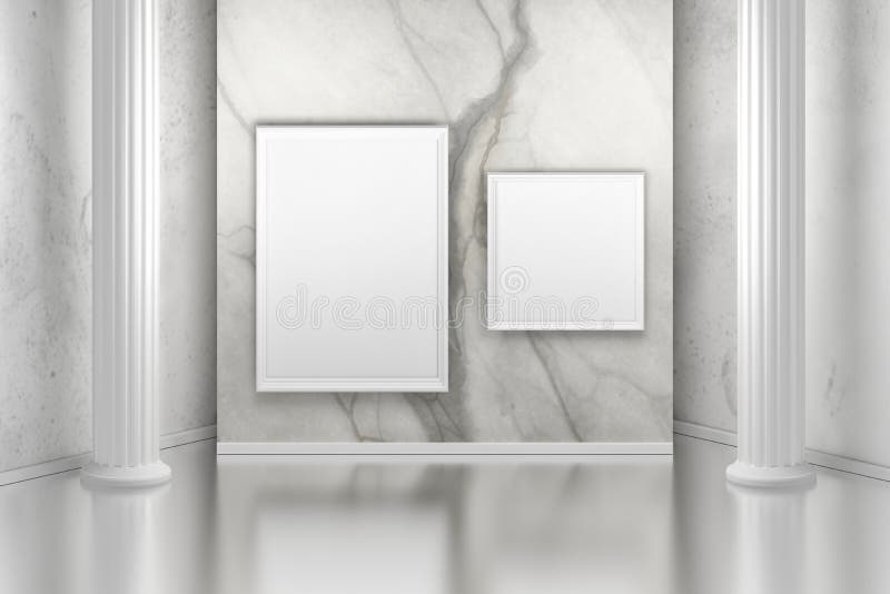 Art Gallery with Columns and Two Pictures Stock Illustration ...