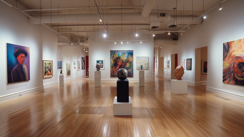 Art Gallery with a Diverse Collection of Artworks Stock Image - Image ...