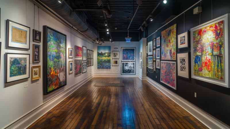 Art Gallery with a Diverse Collection of Artworks Stock Image - Image ...