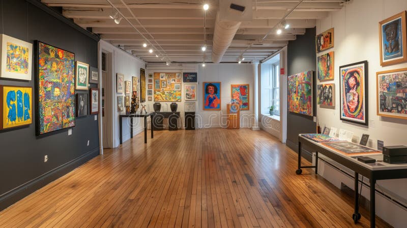 Art Gallery with a Diverse Collection of Artworks Stock Image - Image ...