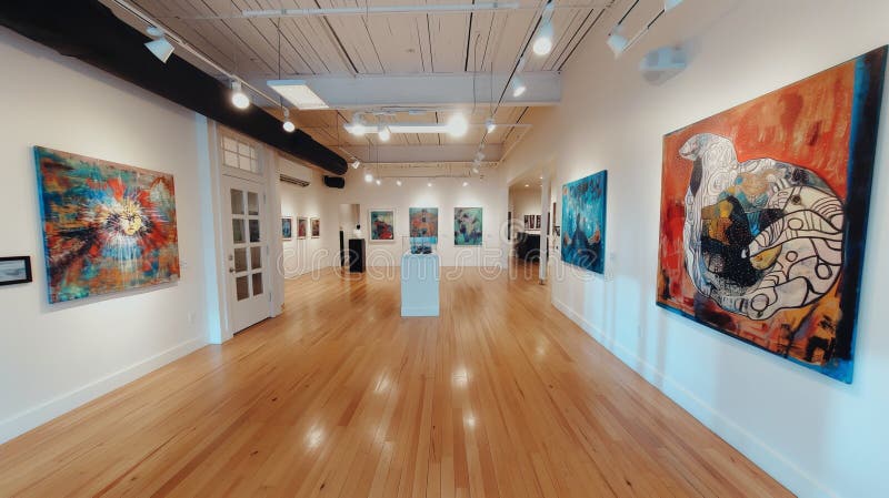 Art Gallery with a Diverse Collection of Artworks Stock Photo - Image ...