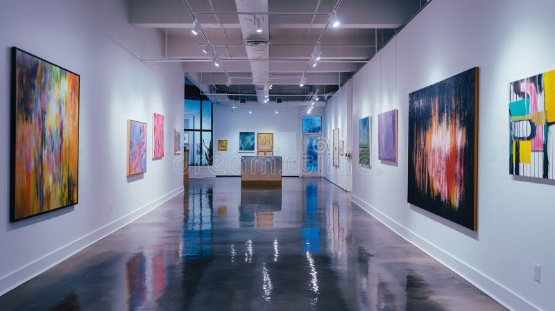 Art Gallery with a Diverse Collection of Artworks Stock Photo - Image ...