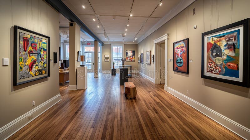 Art Gallery with a Diverse Collection of Artworks Stock Photo - Image ...