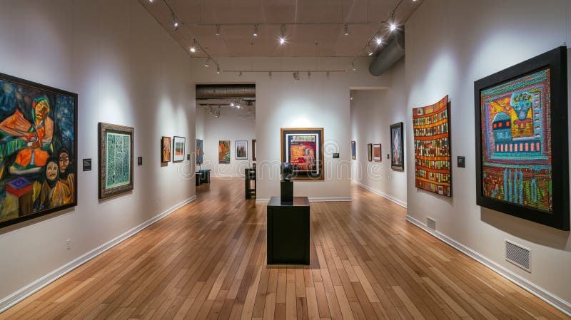 Art Gallery with a Diverse Collection of Artworks Stock Image - Image ...