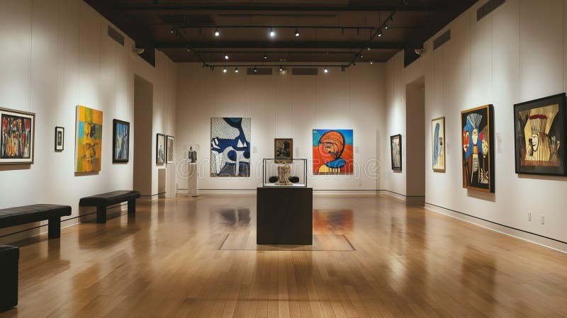 Art Gallery with a Diverse Collection of Artworks Stock Photo - Image ...