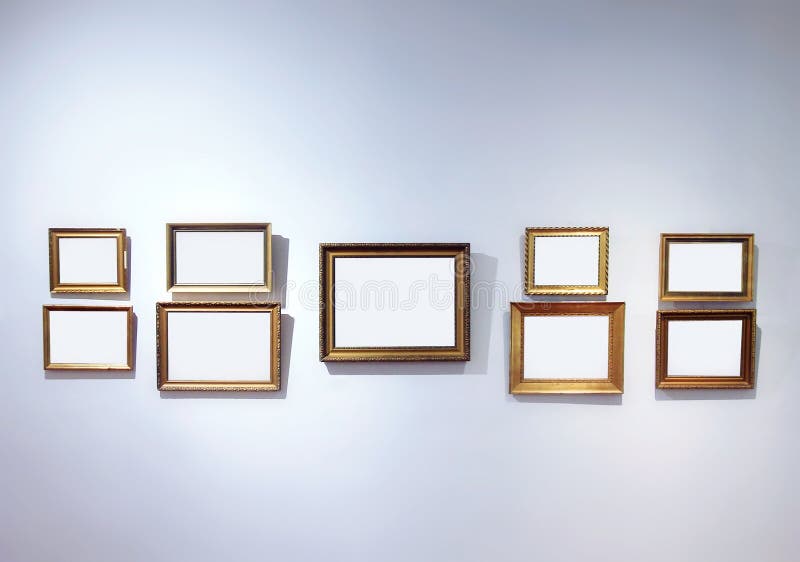 Art Gallery Interior with Empty Frames Stock Photo - Image of vintage ...