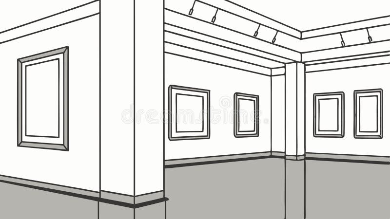 Art Gallery Interior Empty Frames Vector Museum, Vector Design ...