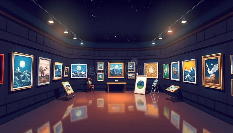 Art Gallery Interior, Modern Exhibition Space Generative AI Stock ...