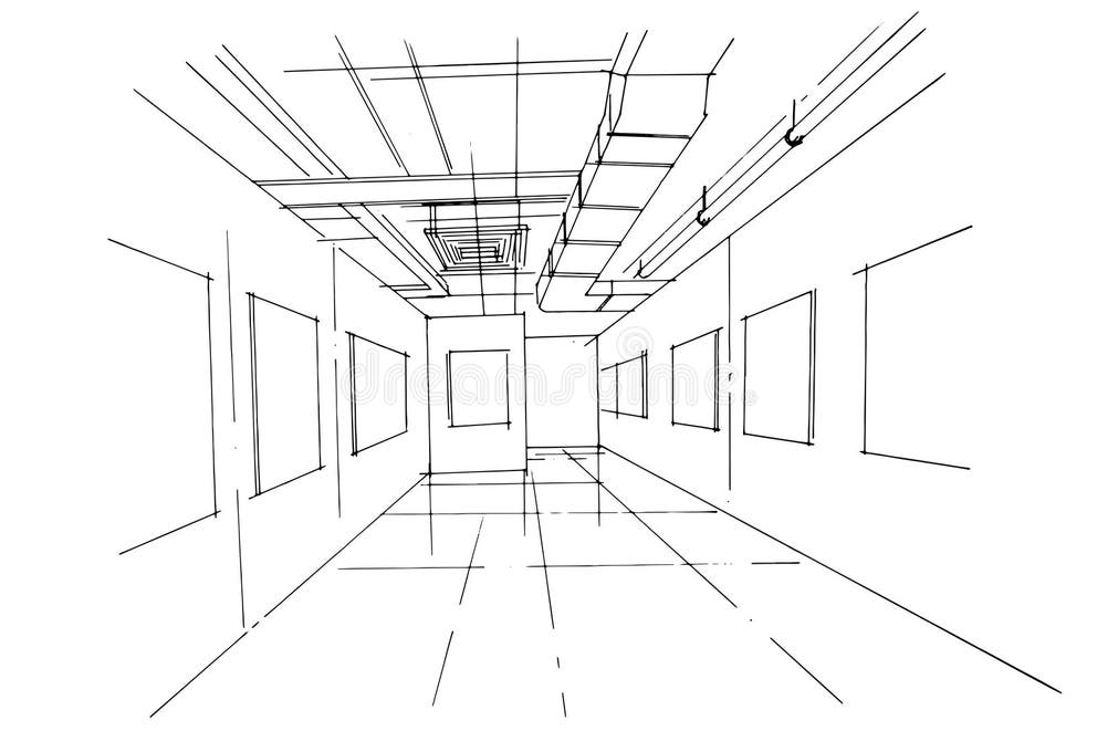 Art Gallery Line Drawing,a Line Drawing Using Interior Architecture ...