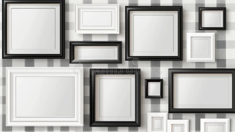 Art Gallery Wall Collage of Empty Square and Rectangle Frames Isolated ...