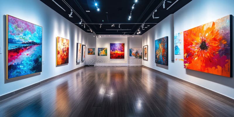 Art Gallery Walls stock image. Image of generated, display - 373244023