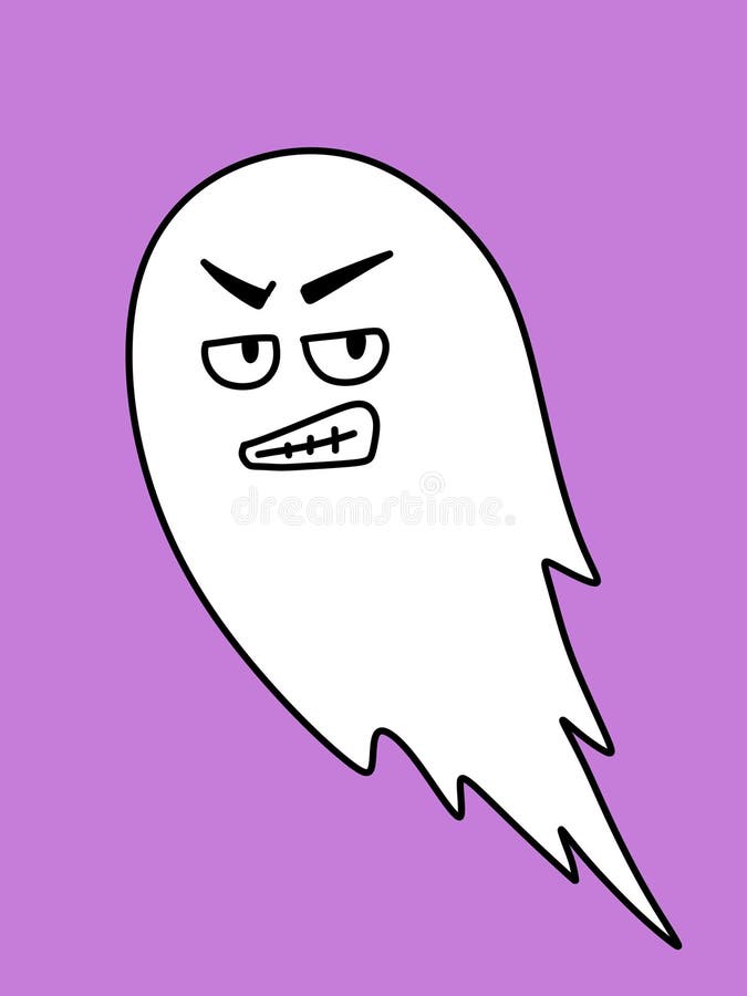 Ghost Monster Cartoon on Purple Background Stock Illustration ...