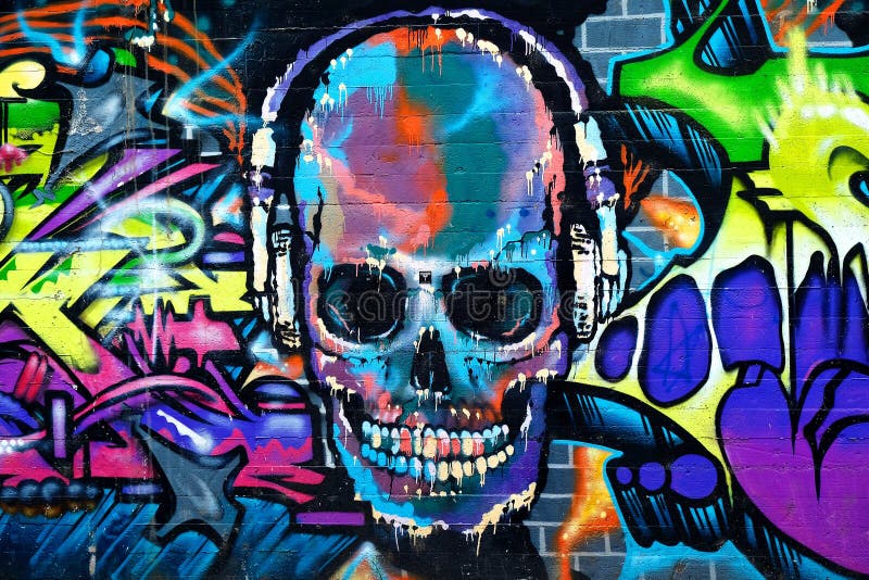 Art, Graffiti, Psychedelic Art, Street Art Stock Photo - Image of skull ...