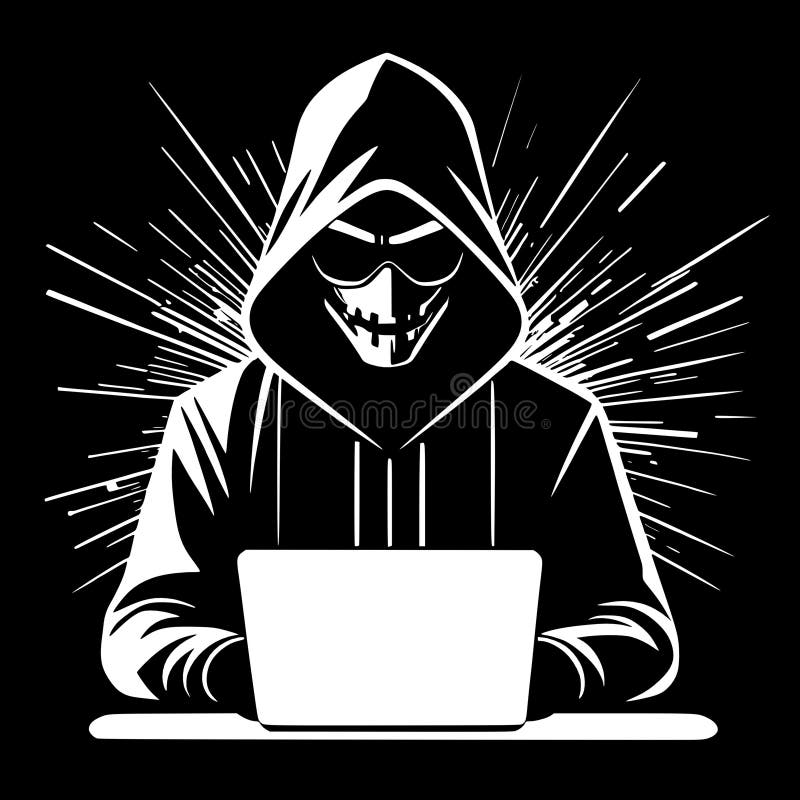 Hacker with Laptop, Cyber Attack Stock Illustration - Illustration of ...