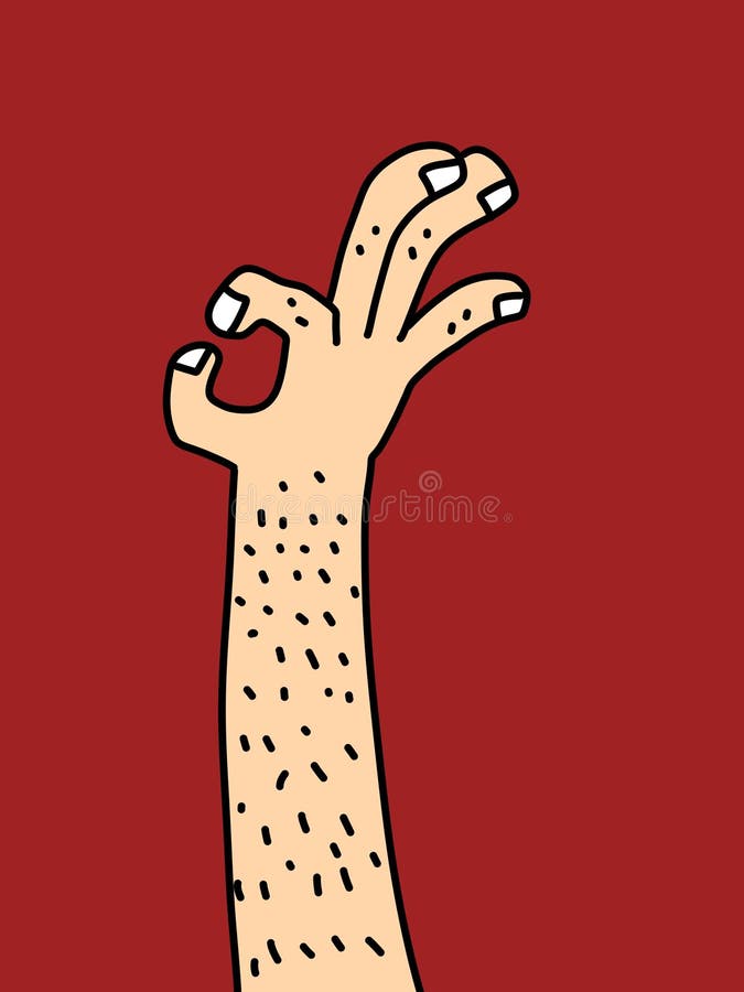 Hand Gesture with Finger Up Cartoon for Coloring Stock Illustration ...