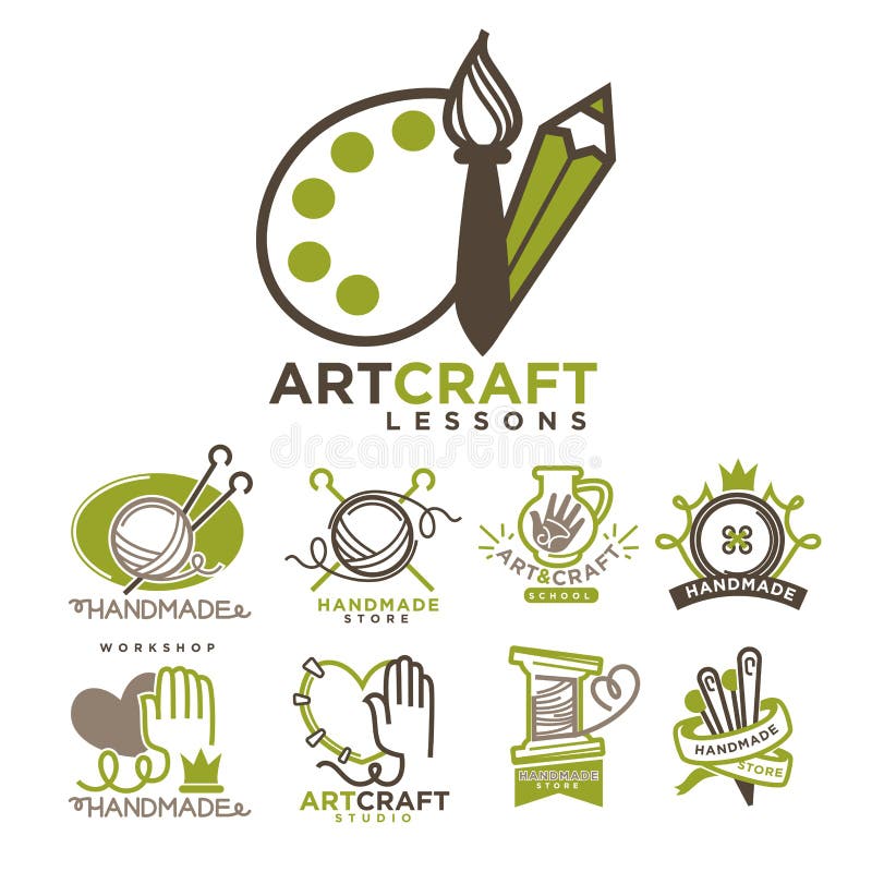 Art and Handmade Craft Logo Templates Flat Set. Stock Vector ...
