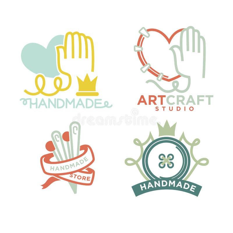 Art and Handmade Craft Logo Templates Flat Set. Stock Vector ...