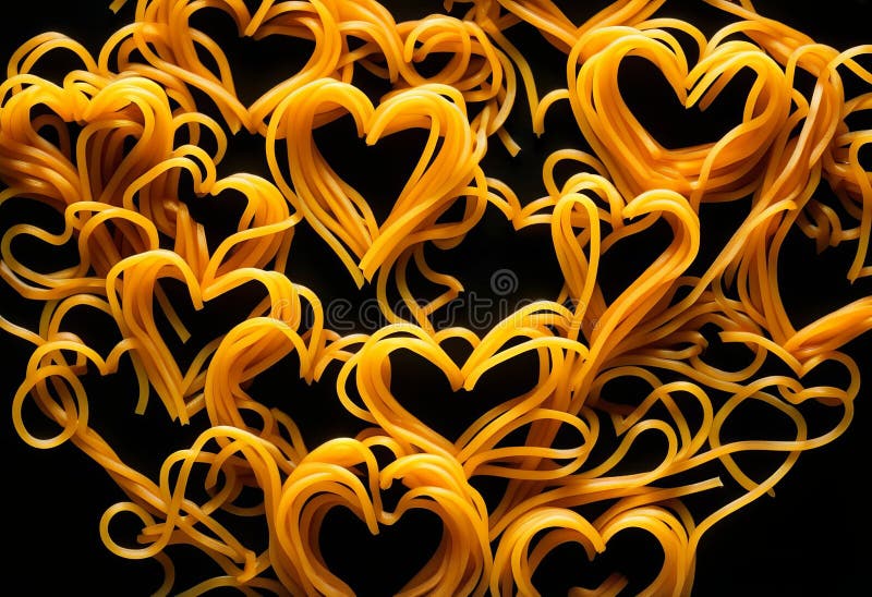 The Art of Heart-Shaped Spaghetti Stock Illustration - Illustration of ...