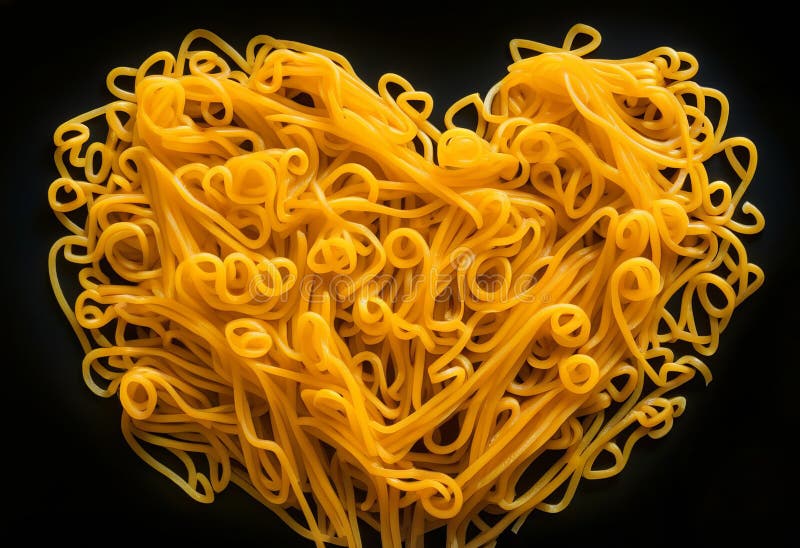 The Art of Heart-Shaped Spaghetti Stock Illustration - Illustration of ...