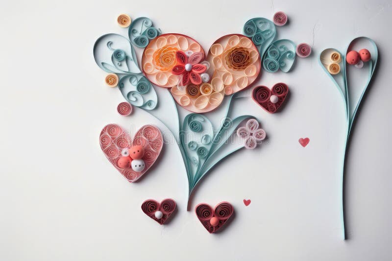 Art with Paper Quilling and Papercraft Technique, Generative AI Stock ...