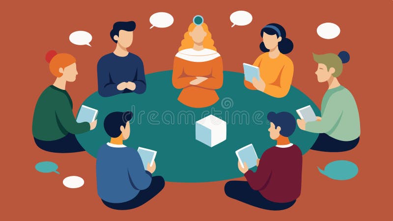 Art History Students Sitting in a Circle Using AR To Project Famous Art ...