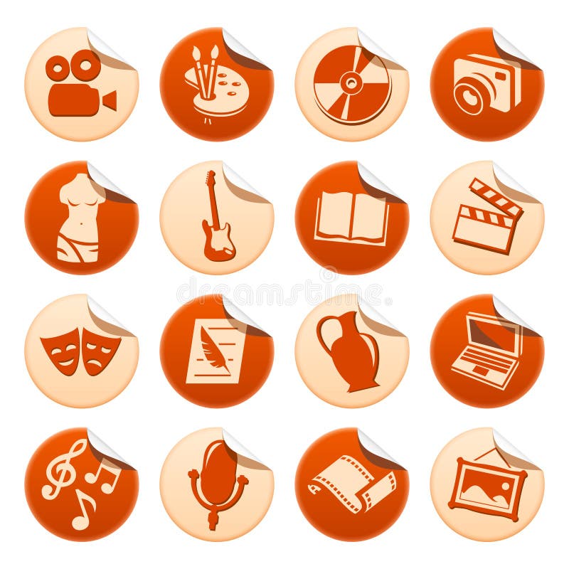 Art & hobby stickers stock vector. Illustration of feather - 10727680