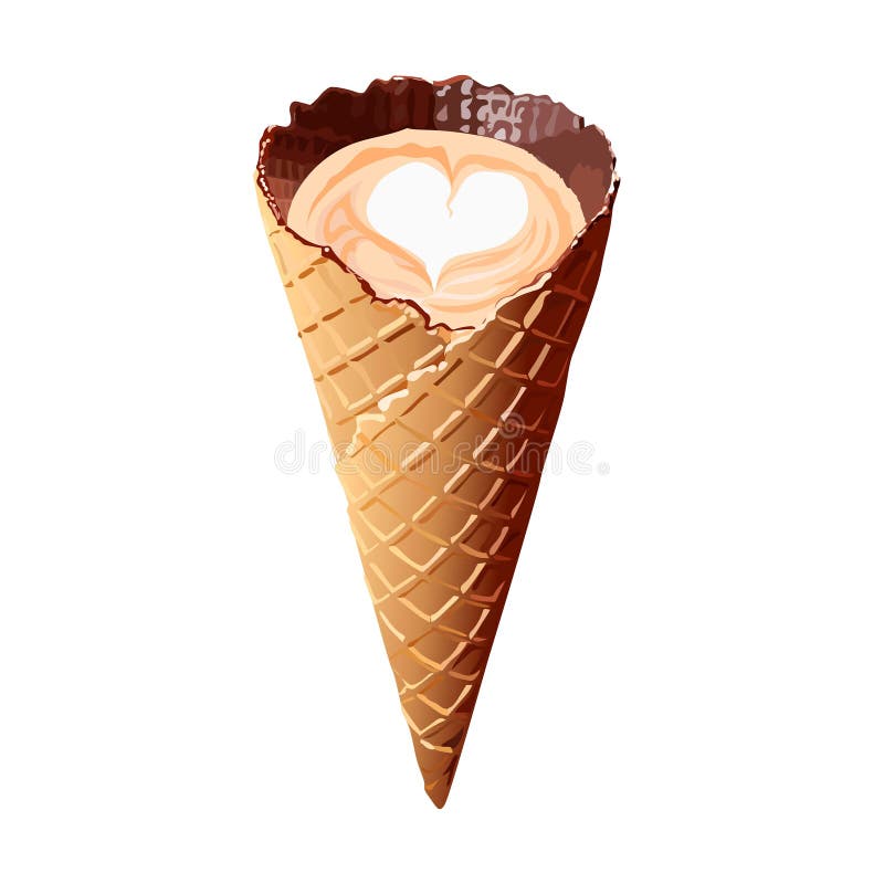 Ice Cream Cone with Heart Shape Stock Vector - Illustration of creation ...
