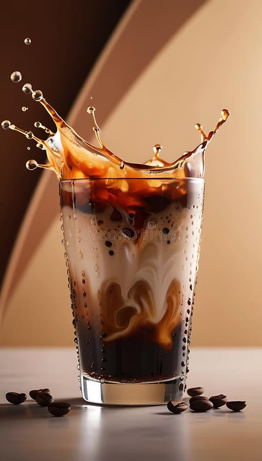 The Art of Iced Coffee Splash Stock Illustration - Illustration of ...