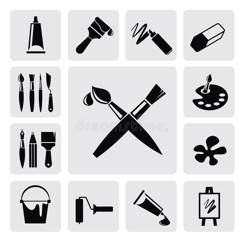 Art icons set stock vector. Illustration of collection - 44585175