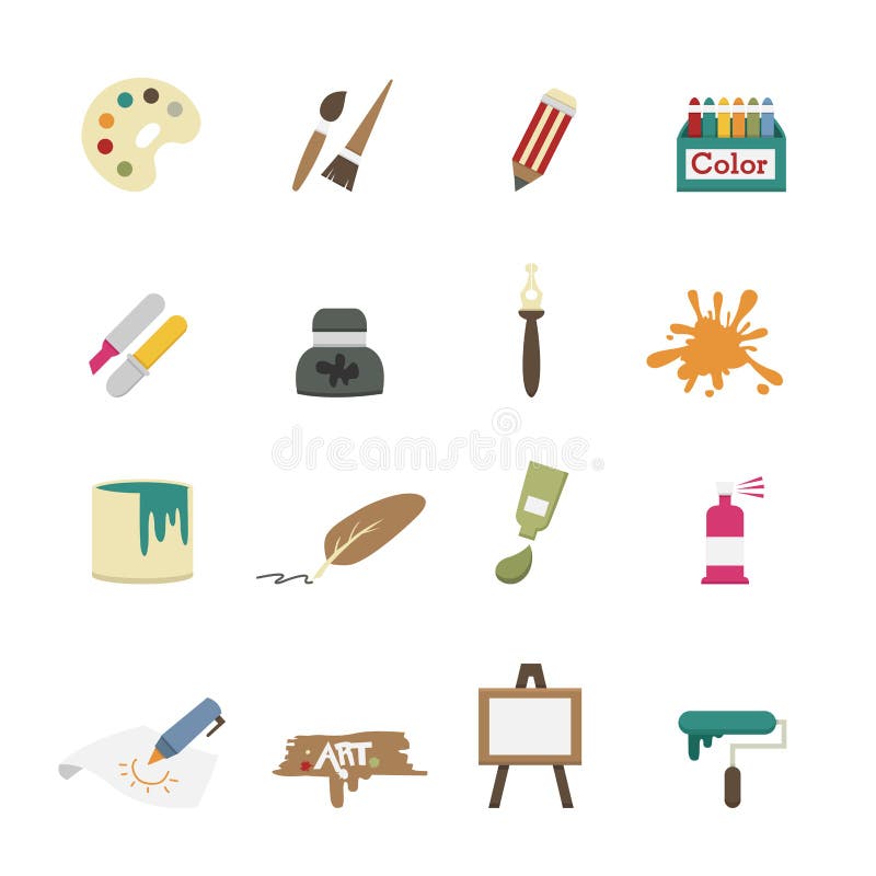 Art icons stock vector. Illustration of brush, illustrator - 37994524