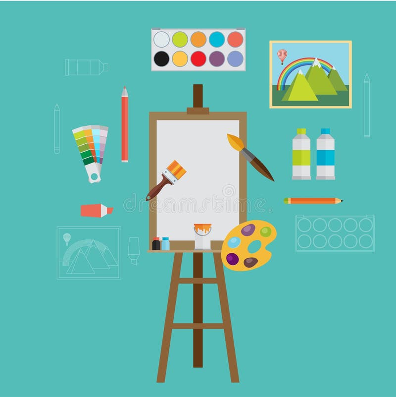 Art icons. Flat design stock vector. Illustration of vector - 71947759