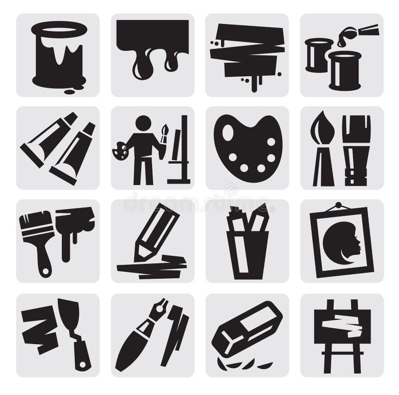 Art Icons set stock vector. Illustration of palette, draw - 29301007