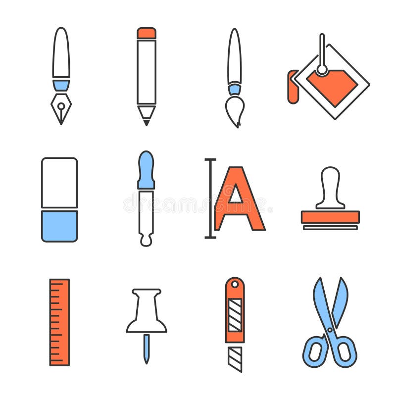 Art icons set stock vector. Illustration of graphic, illustrator - 67783021