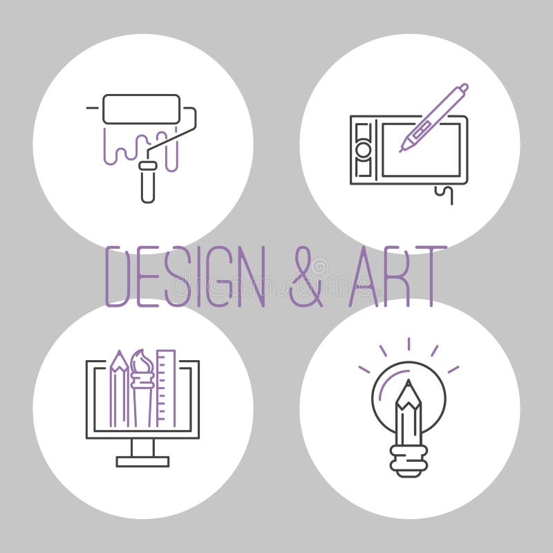 Art Icons Set Vector Illustration Design Linear Symbols Artistic ... Art Icons Set Vector Illustration Design Linear Symbols Artistic ...