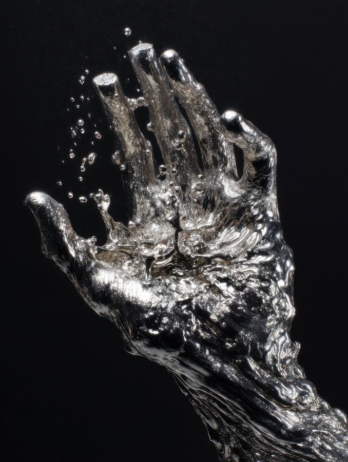 An Art Idea for a Sculpture of a Hand Made of Liquid Mercury Generative ...
