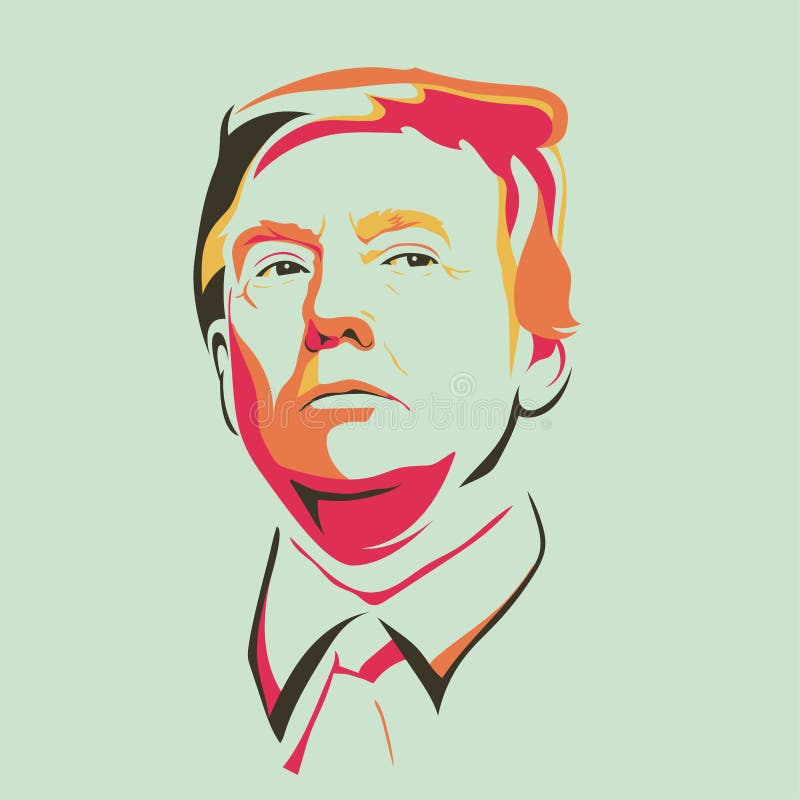 Donald Trump Face Vector Illustration Editorial Image - Illustration of ...