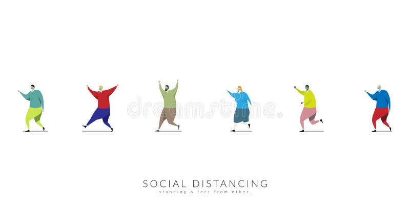 Social Distancing Concept. People Keep Spaced between Each Other for ...