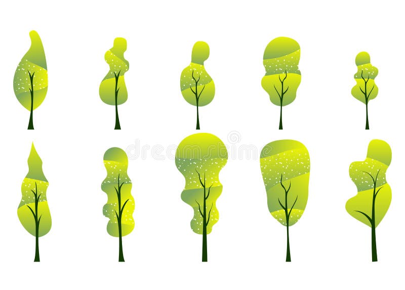 Vector Illustration of a Gradient Green Tree, and Added a White Pattern ...