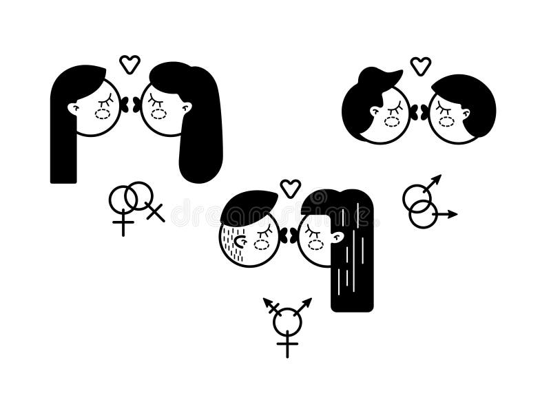 LGBT Black and White Icons of Love Stock Vector - Illustration of white ...