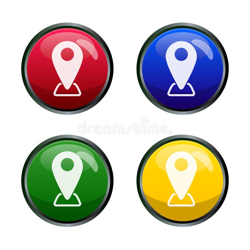 Location Sign in Shiny Button Stock Vector - Illustration of pointer ...