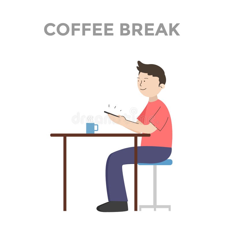 Coffee Break and Discuss Work Via Mobile Stock Vector - Illustration of ...