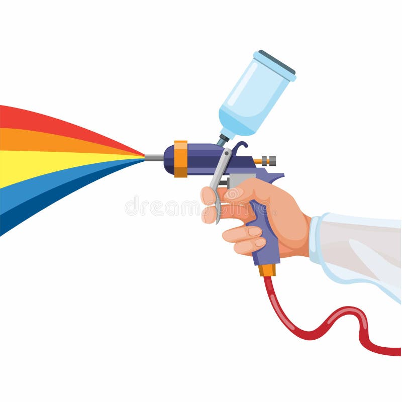 Hand Holding Paint Spray Gun, Airbrush Gun Art Tool Symbol. Concept in ...