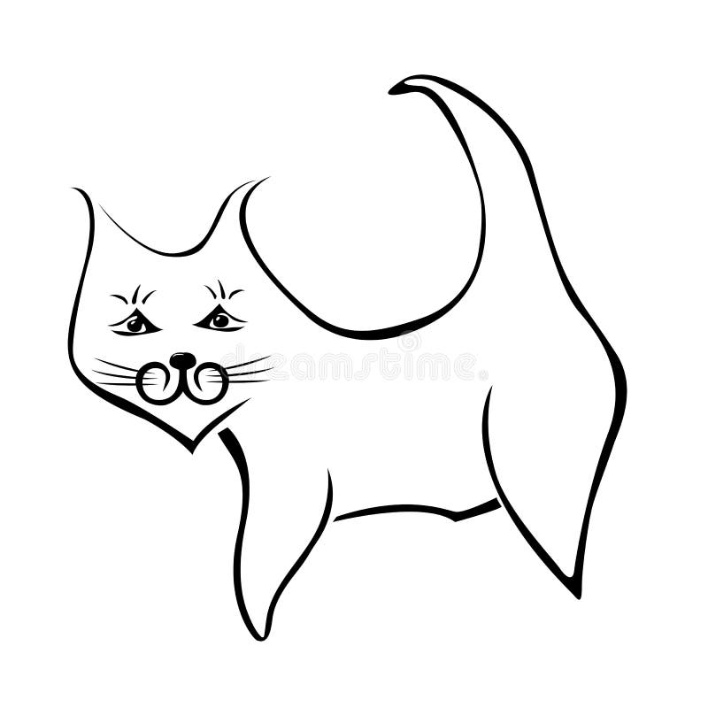 Contour Cat. Cat Drawn by Lines Stock Vector - Illustration of kitten ...