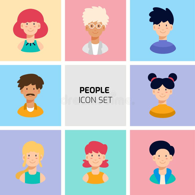 Different People Avatar Icon Set Collection. Flat Cartoon Vector ...