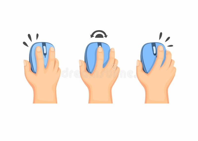 Hand Holding Computer Mouse, Wireless Mouse Guide Instruction Symbol in ...