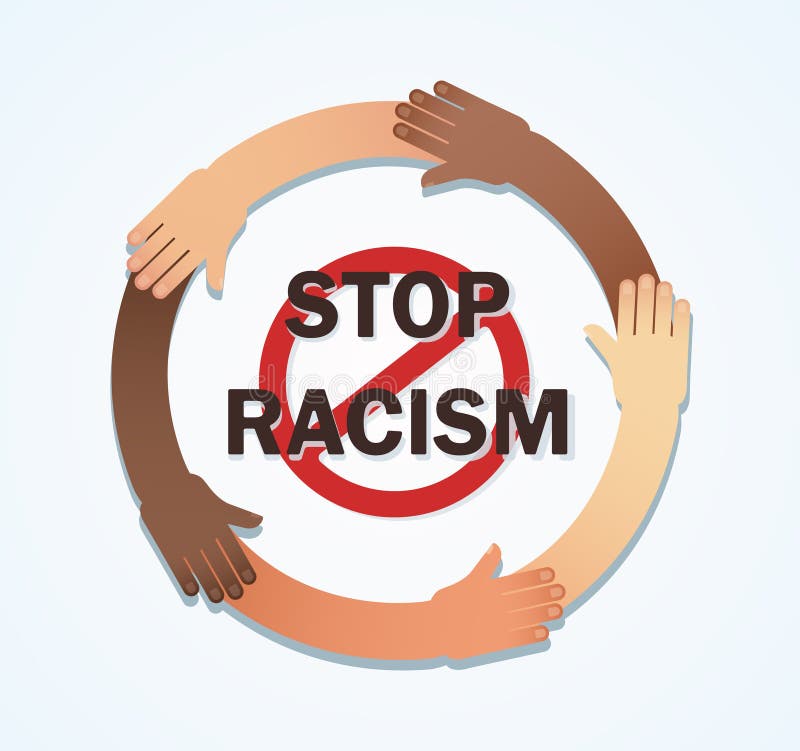 Many Hands of Different Races Together in a Circle. Stop Racism Stock ...