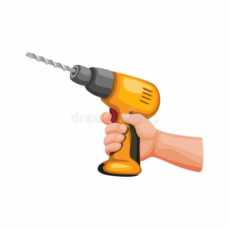 Cartoon power drill tool stock vector. Illustration of construction ...