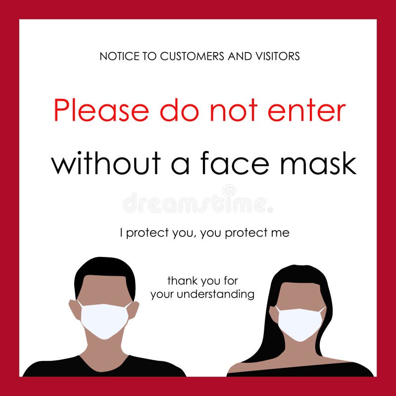 Wear Face Mask Sign and Symbol. Please Do Not Enter without a Face Mask ...