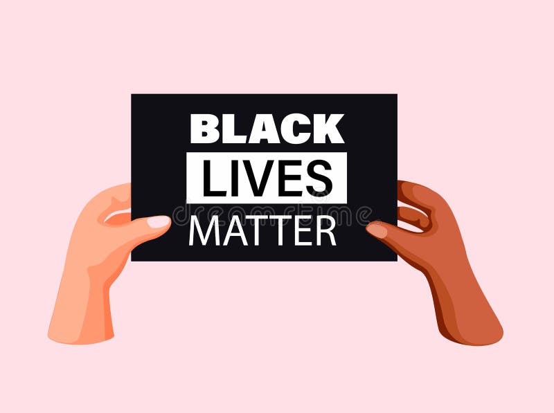 Black Lives Matter. Two People Hand Holding Sign Board Diversity Unity ...