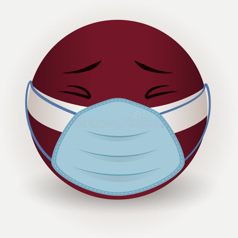 Round Country Ball Symbol with Latvian Flag with Medicine Mask on Face ...